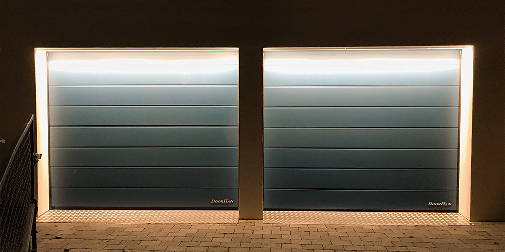 Belysning garageport & garageuppfart med ljuslister